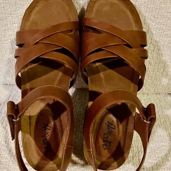 Eurosoft | Shoes | Eurosoft Brown Wedge Sandals | Poshmark